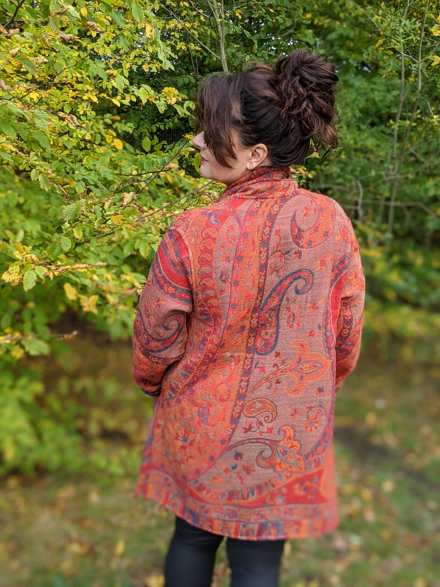 Waterfall Jacquard Woven Coat - The Raj – Wrap Up In Style
